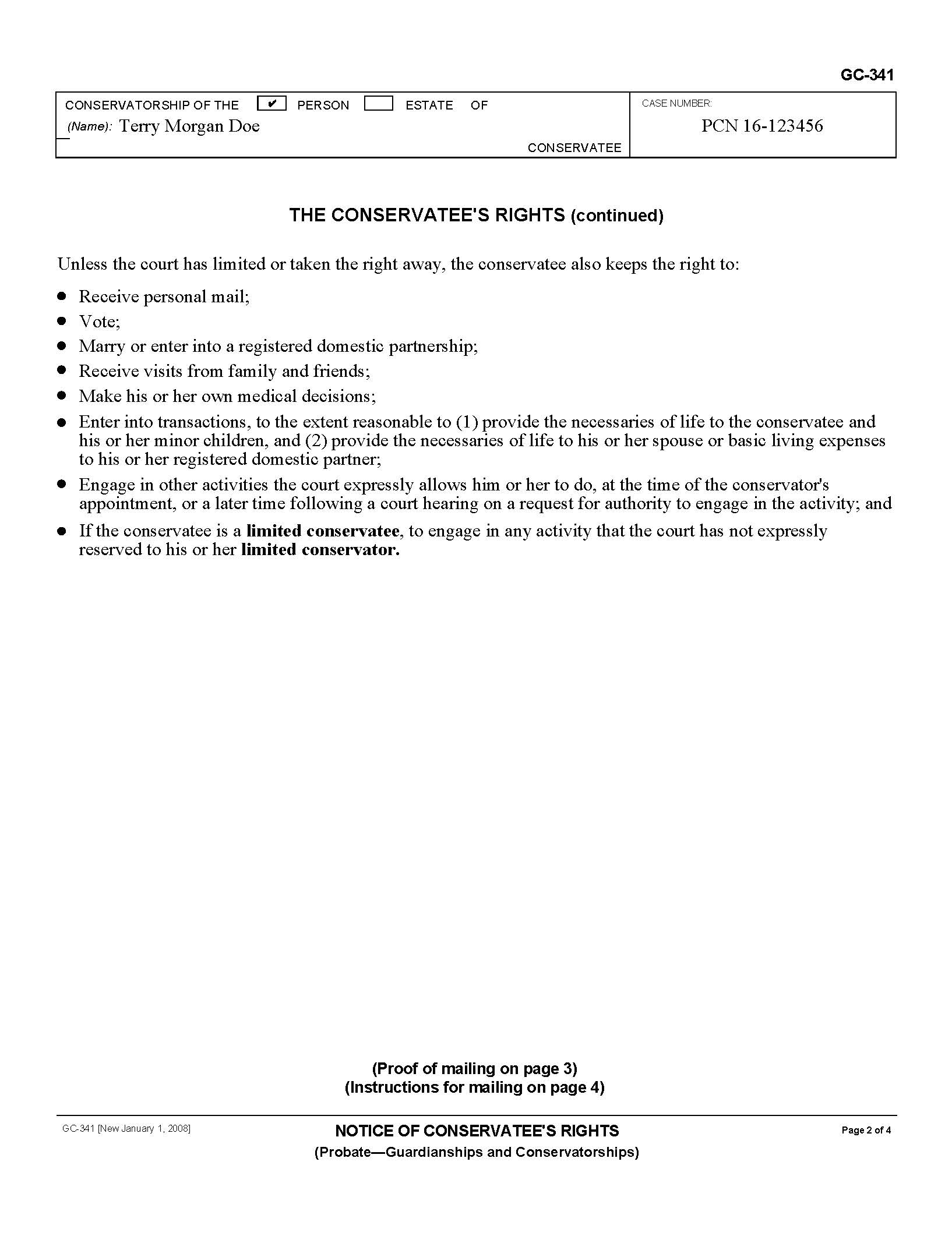 Raising Autism: GC-341 Notice of Conservatee's Right